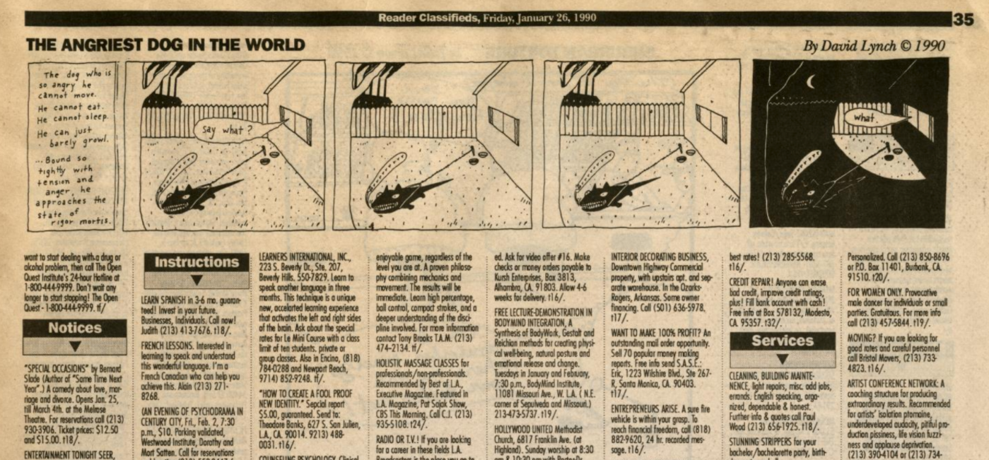 This Is Fine: David Lynch's THE ANGRIEST DOG IN THE WORLD - SOLRAD